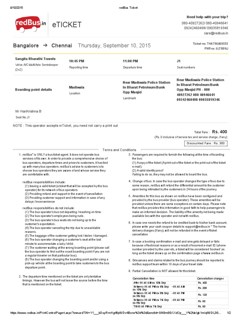 RedBus Ticket | PDF | Ticket (Admission) | Bus