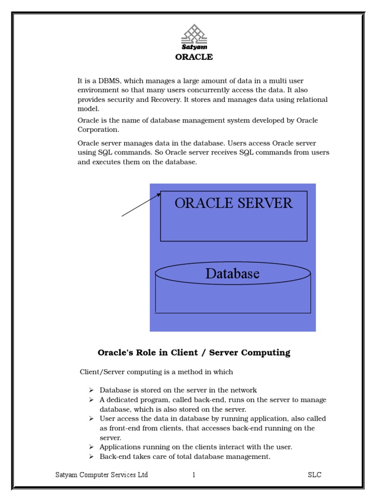 Study Material For Oracle | Download Free PDF | Oracle Database | Sql