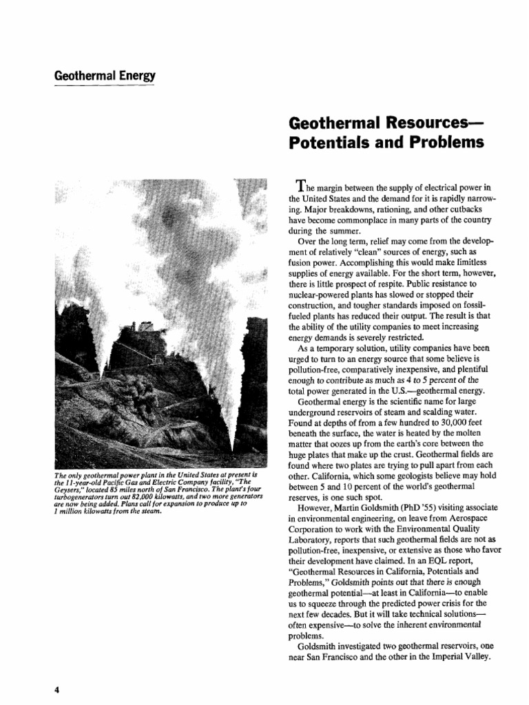 Geothermal Resources-Potentials Problems | PDF | Geothermal Energy | Water