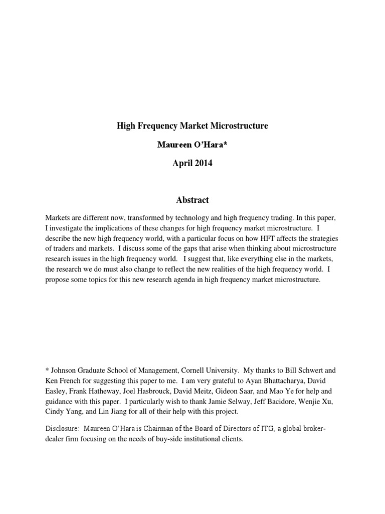 Market Microstructure Maureen O'hara | PDF | High Frequency Trading ...