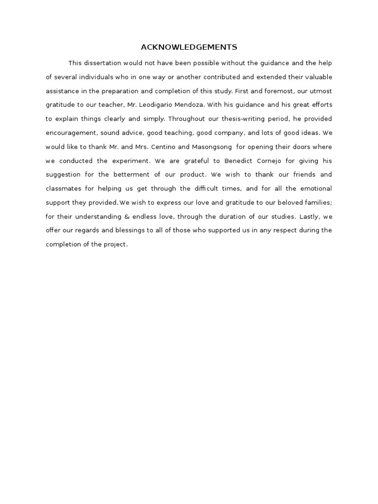 Sample Acknowledgement | PDF | Gratitude | Psychological Concepts