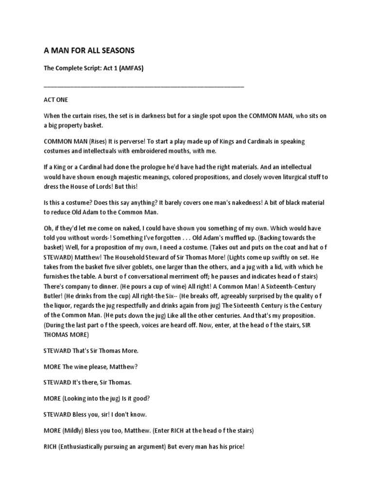 A Man For All Seasons - A Play by Robert Bolt | PDF | Religion And Belief