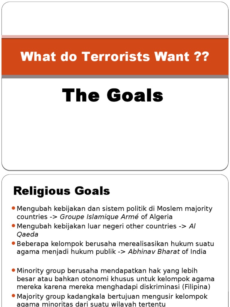 What Do Terrorists Want ??: The Goals | PDF | Identity Politics | Human ...