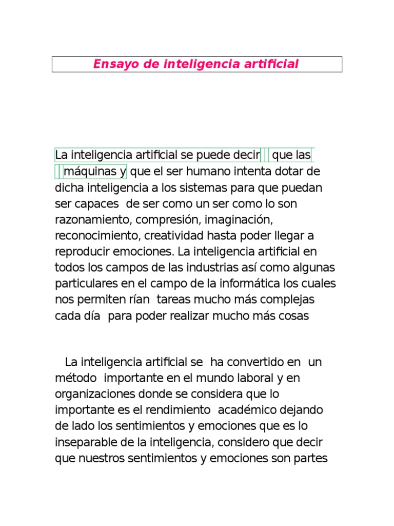 Ensayo de La Inteligencia Artificial | PDF