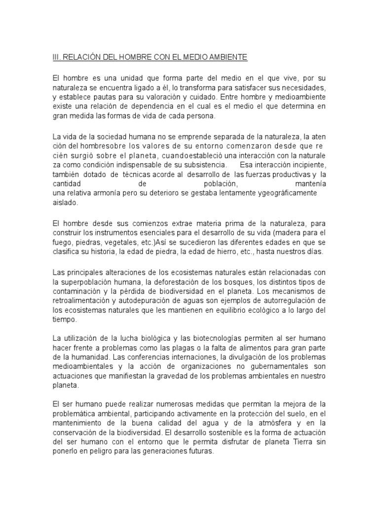 Relación del Hombre con el Medio Ambiente | PDF | Biodiversidad ...