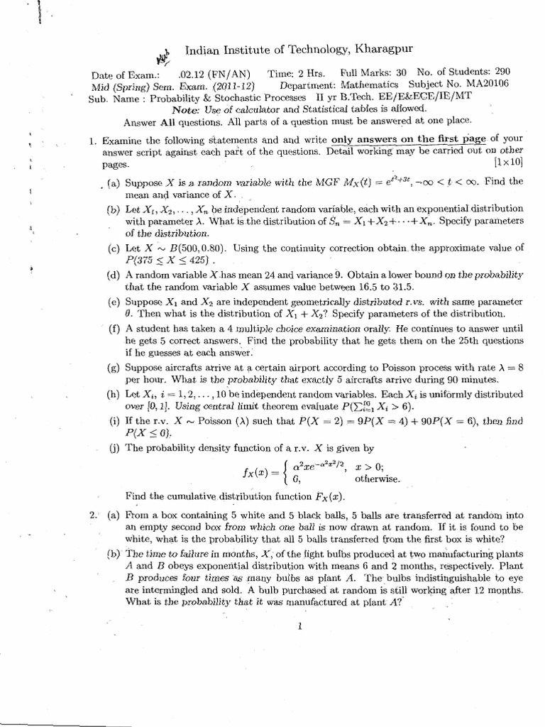 Probability & Stochastic | PDF | Probability Distribution | Random Variable