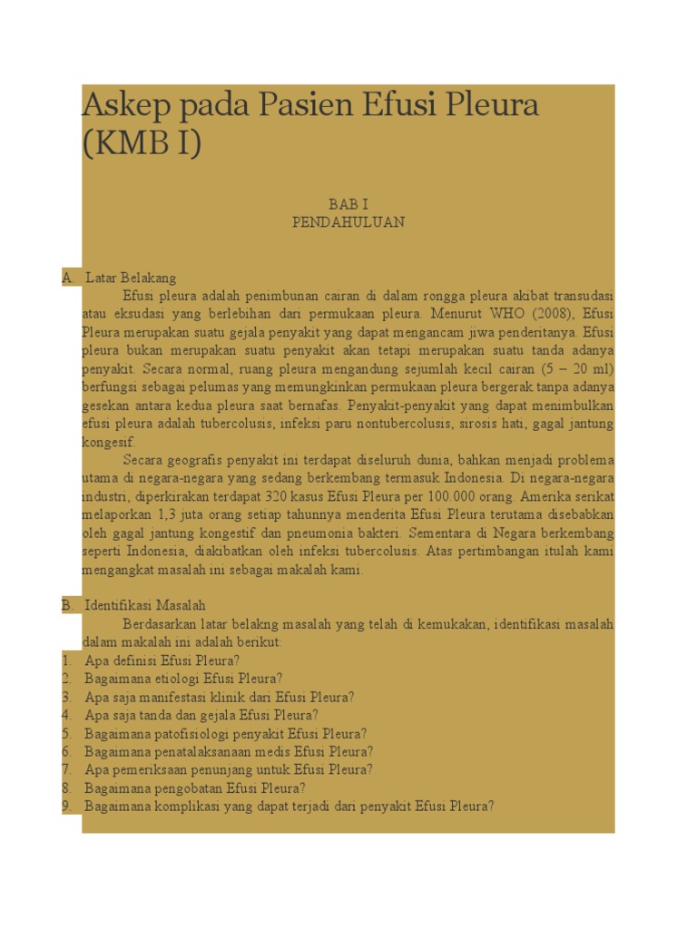 Askep Pada Pasien Efusi Pleura | PDF