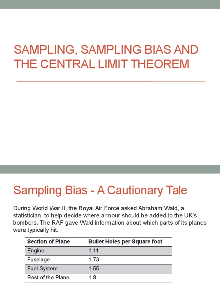 3 Sampling Sampling Bias The Central Limit Theorem Pdf Mean Normal Distribution