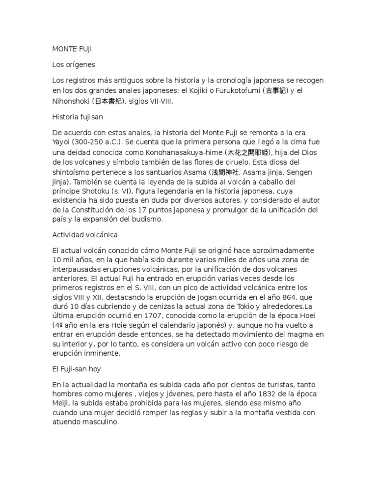 Monte Fuji | PDF | Japón | Volcán