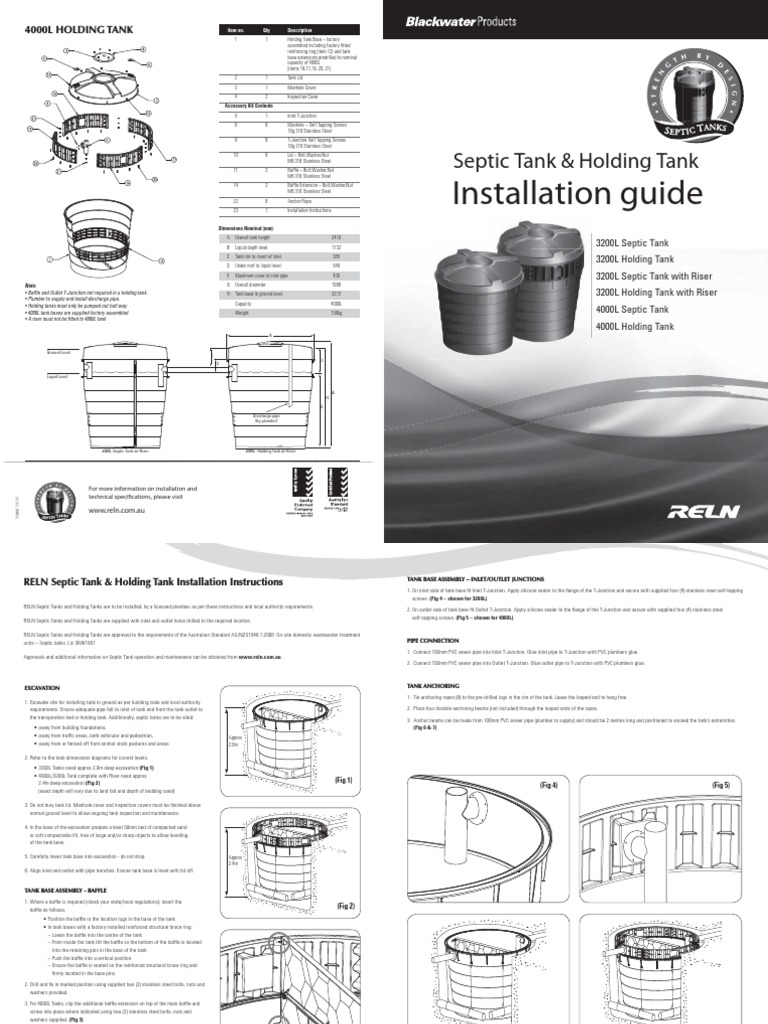 Blackwater Septic Tank Instruction Booklet | PDF | Screw | Septic Tank