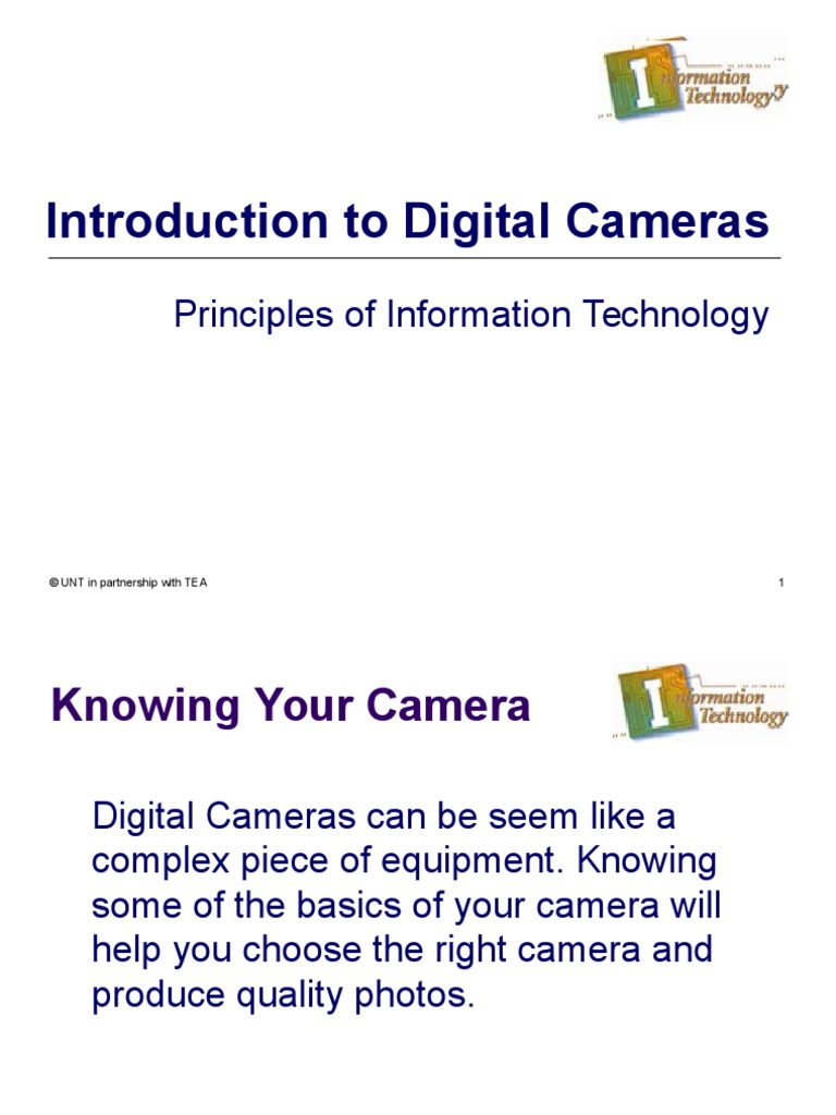 Introduction To Digital Cameras: Principles of Information Technology ...