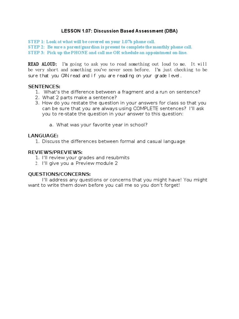 Discussion Based Assessment Overview | PDF | Question | Cognition