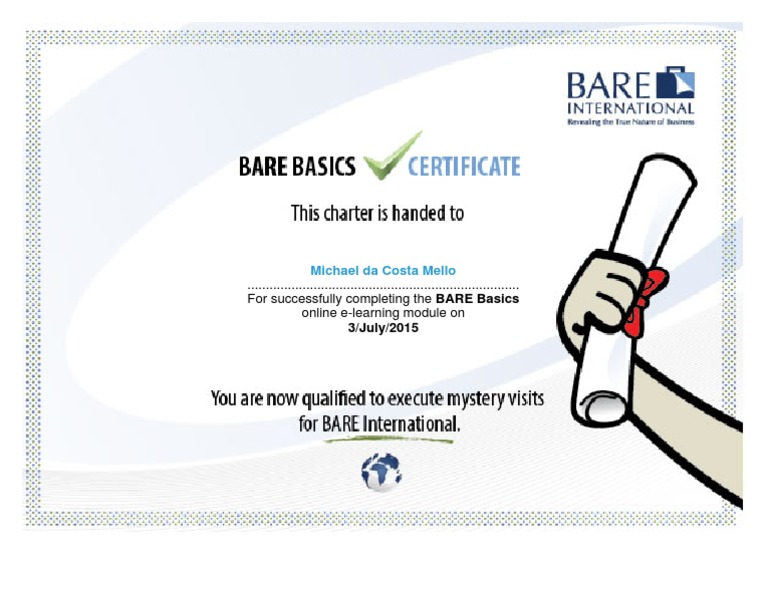 BARE Basics E-Learning Completion Certificate | PDF | Business