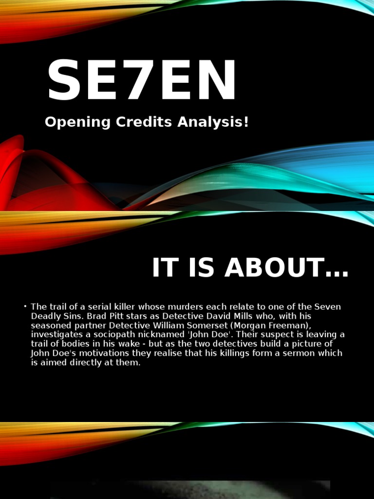 Se7En: Opening Credits Analysis! | PDF | Leisure