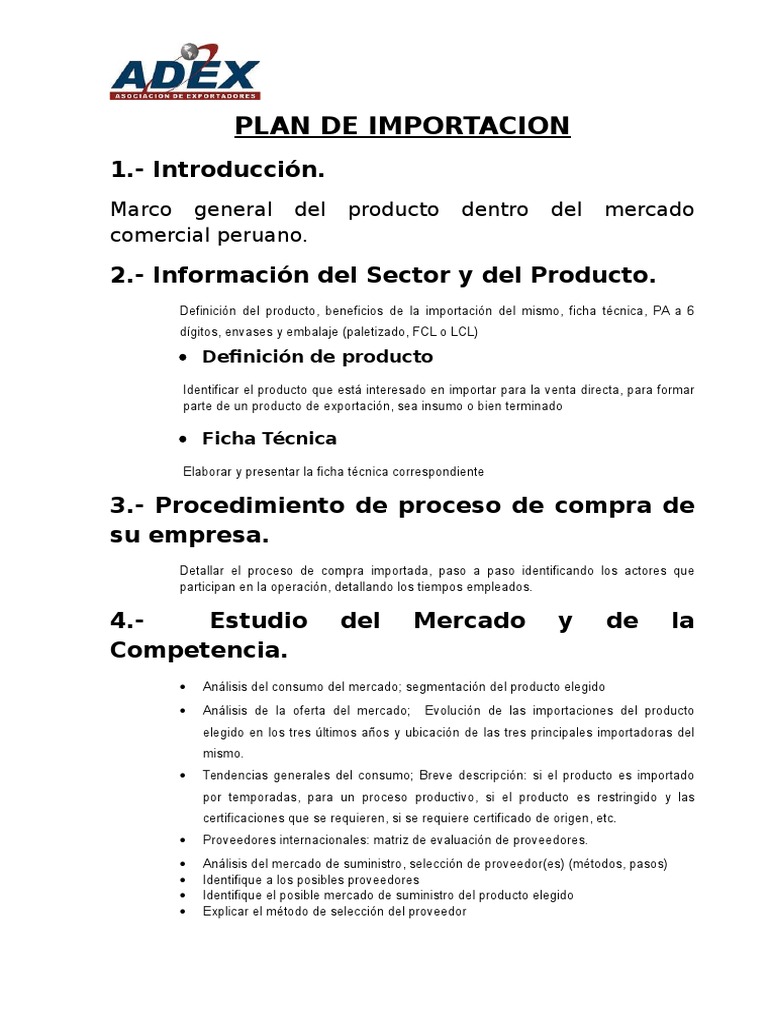 Plan de Importacion | PDF | Producto (Negocio) | aduana