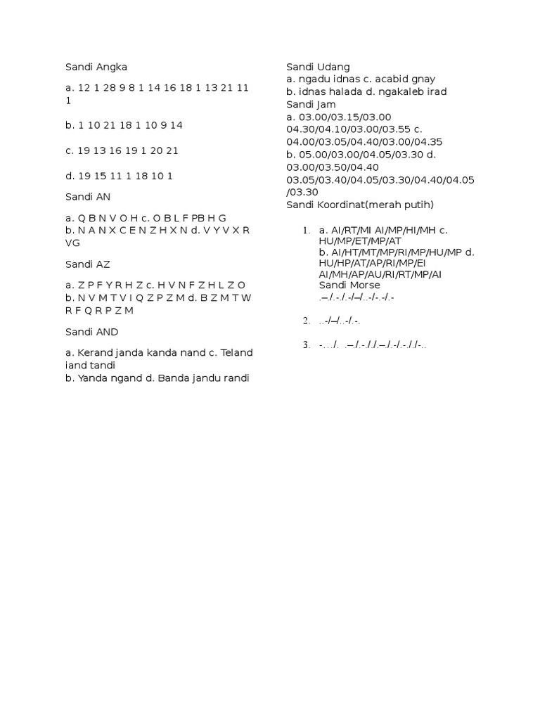 Sandi Angka | PDF