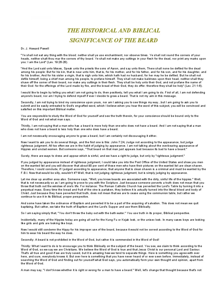 The Biblical and Historical Significance of The Beard | PDF | Beard ...