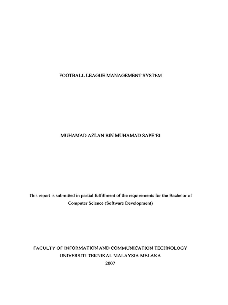 Football League Management System | PDF | Software Development ...