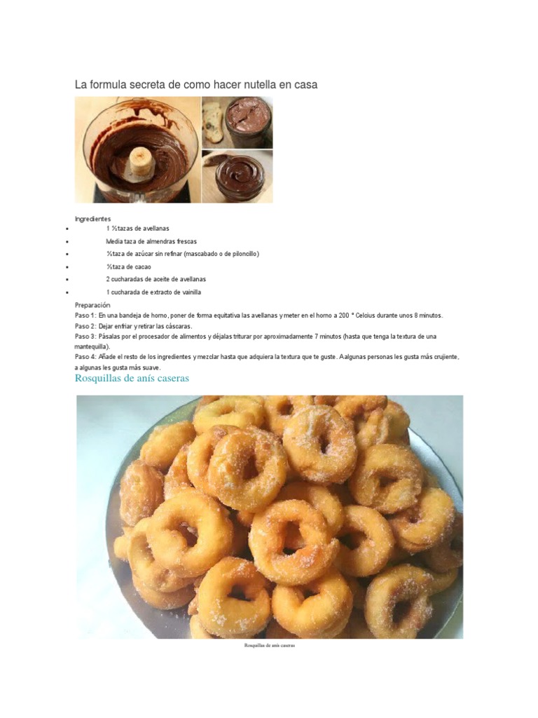La Formula Secreta de Como Hacer Nutella en Casa | PDF | Fritura ...