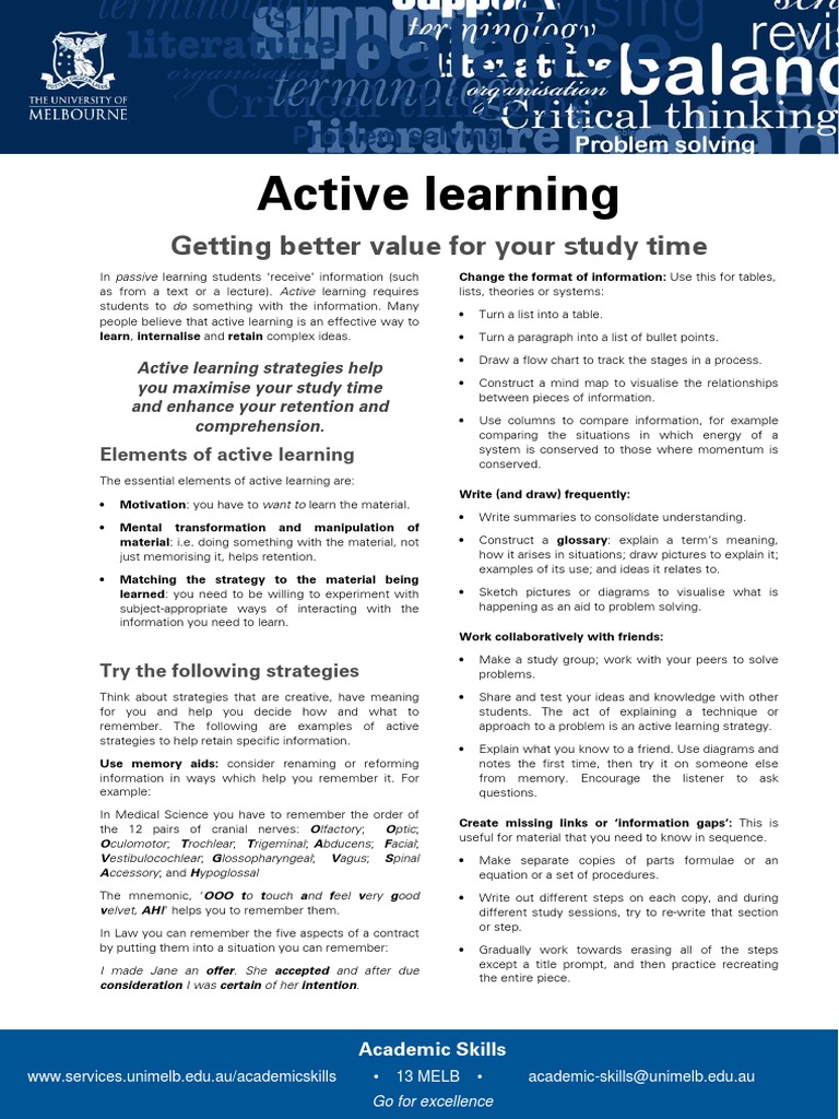 Active Learning: Getting Better Value For Your Study Time | PDF ...