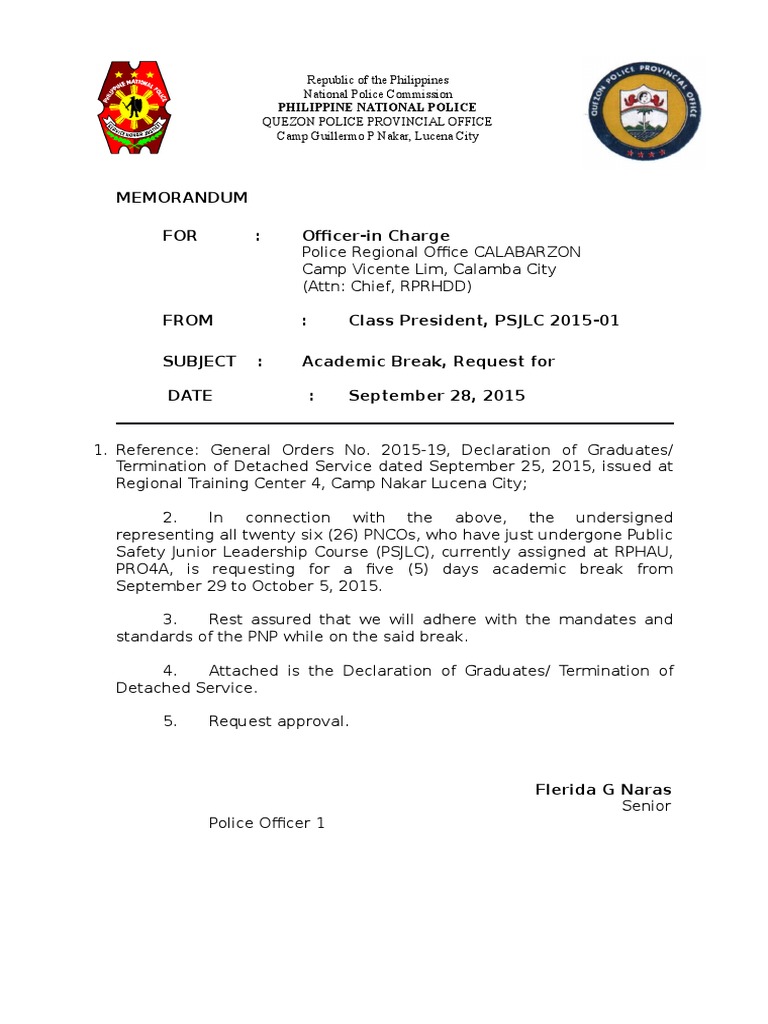 Academic Break, Request For | PDF