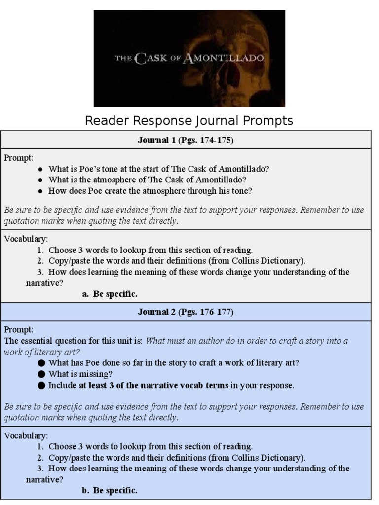 Reader Response Journal Prompts | PDF | Writing