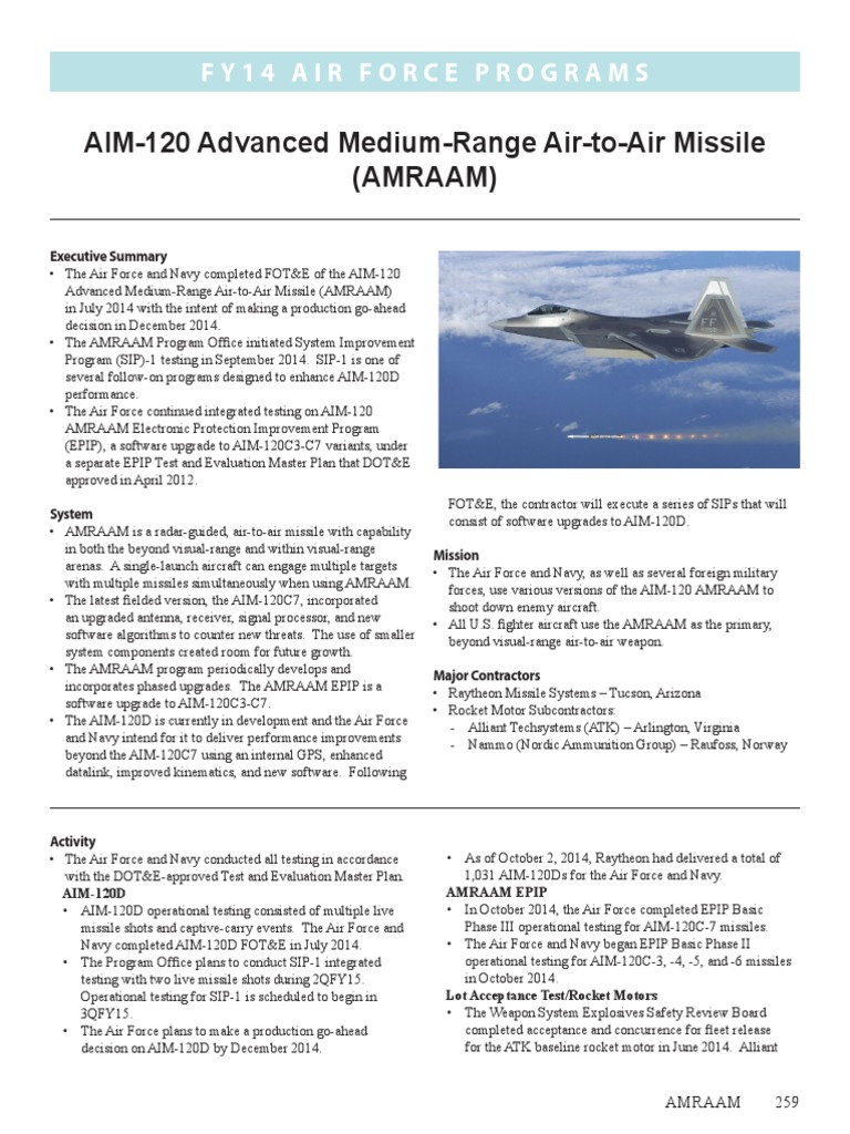 AIM-120D AMRAAM Overview and Testing | PDF | Aerospace Companies Of The ...