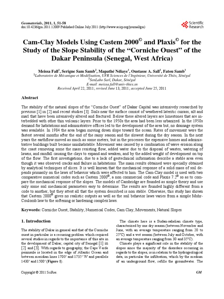 Cam Clay Model Parameters | PDF | Stress (Mechanics) | Mechanical ...