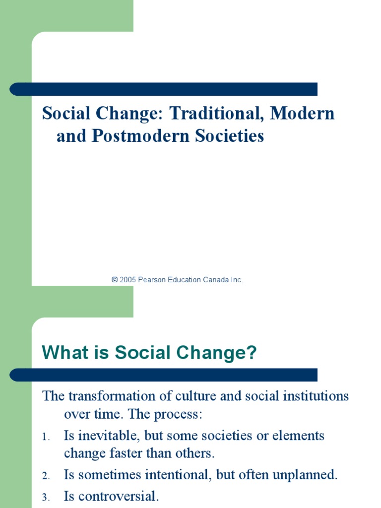 Social Change: Traditional, Modern and Postmodern Societies: © 2005 ...