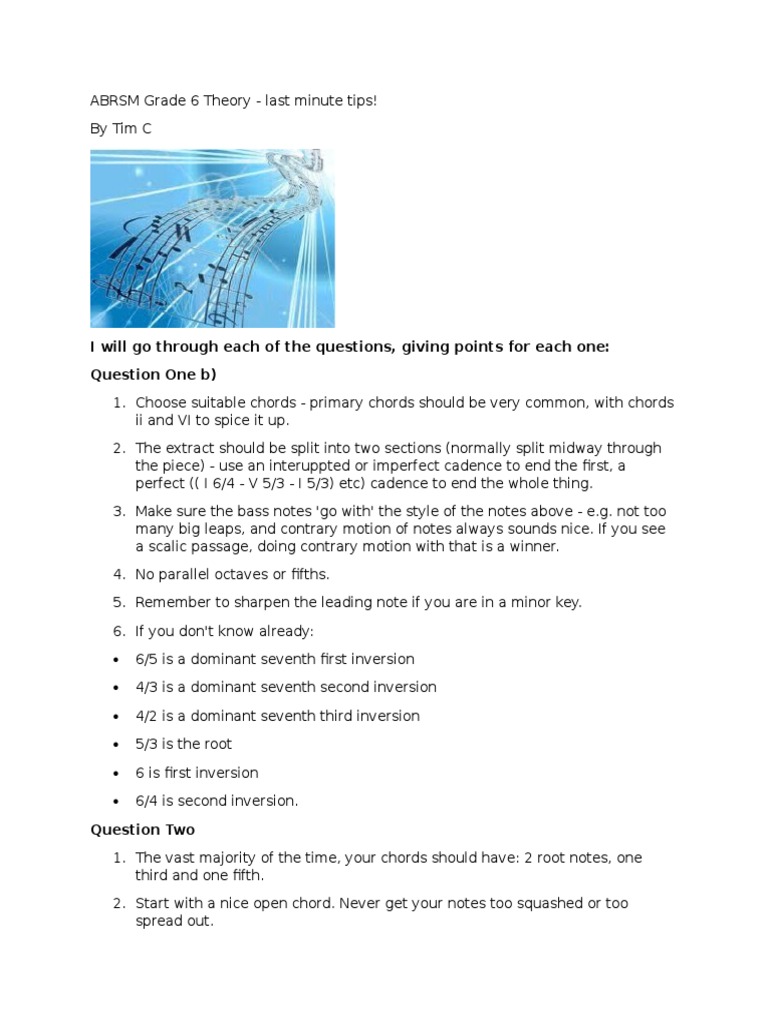 ABRSM Grade 6 Theory | PDF | Chord (Music) | Elements Of Music
