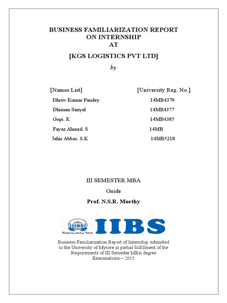 Business Familiarization Report Kgs | PDF | Supply Chain Management ...