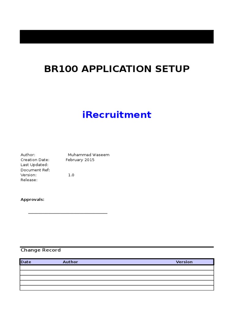 BR100 IRecruitment v1.1 | PDF | Recruitment | Oracle Database