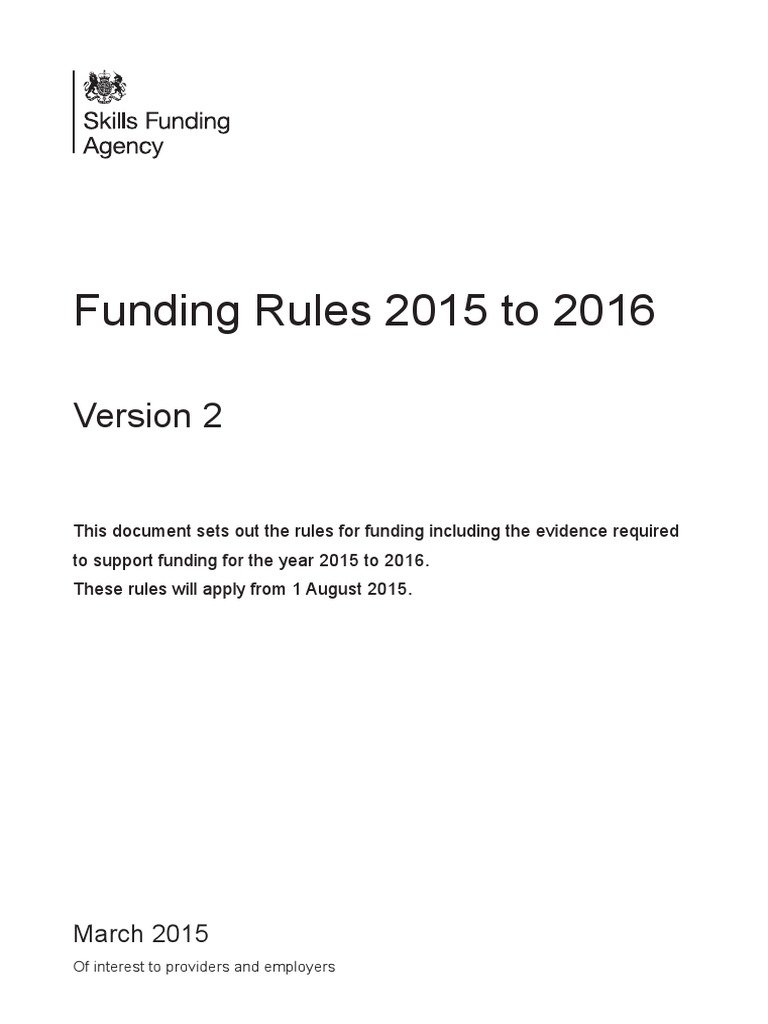 Funding Rules v2 March 2015 | Download Free PDF | Apprenticeship ...