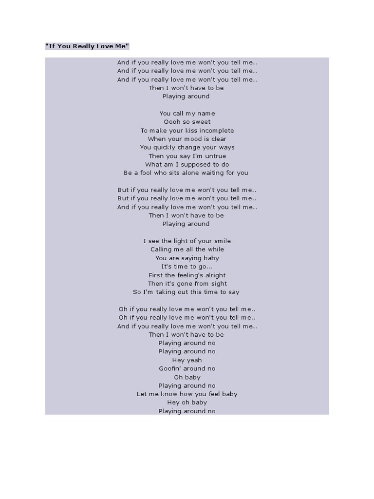 "If You Really Love Me - Song Lyrics" | PDF | Self-Improvement