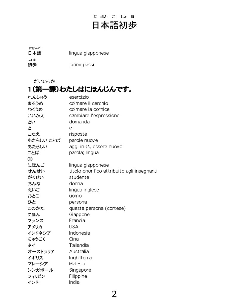 Glossario Nihongo Shoho | PDF