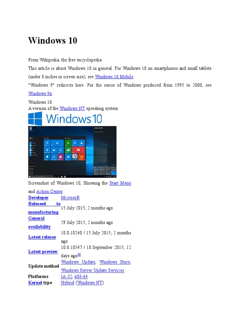 Windows 10 | PDF | Windows 10 | Windows 8.1