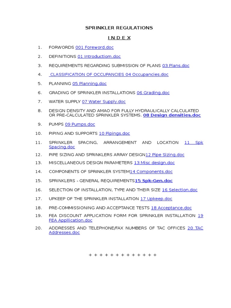 Comprehensive Sprinkler Regulations Guide | PDF