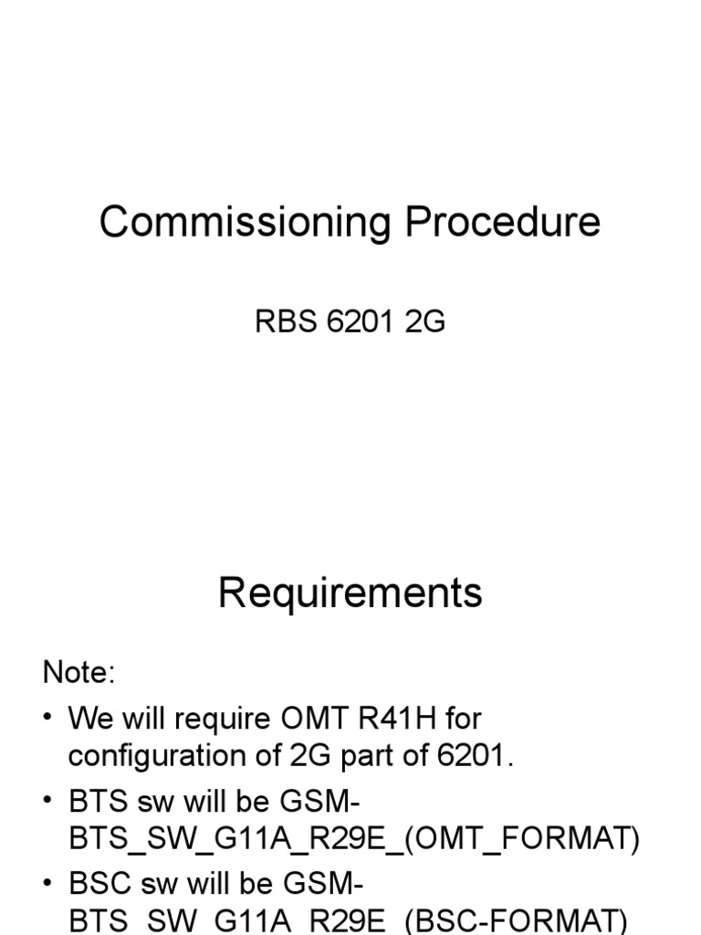 Commissioning of RBS 6201 2G | PDF