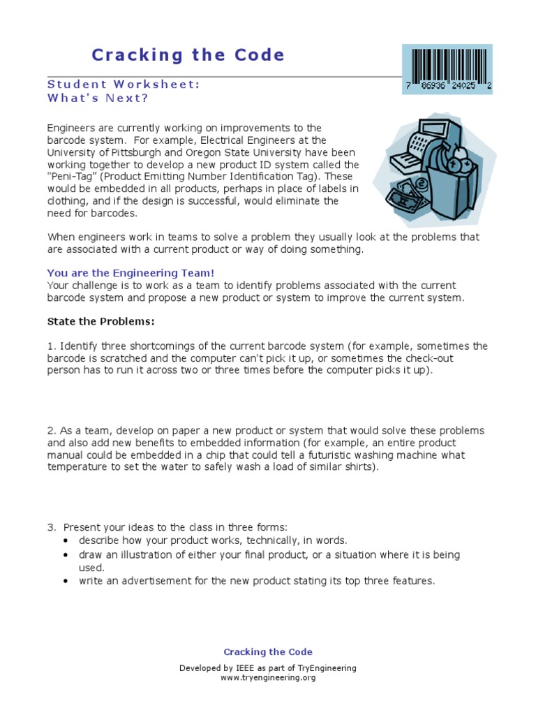 Cracking the Code: Student Worksheet: What's Next?