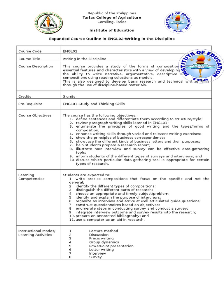 ENGL02_syllabus_writing in the Discipline_2nd Sem 2010 | Test ...