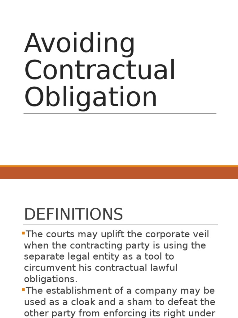 Avoiding Contractual Obligation | PDF | Legal Personality | Contract Law