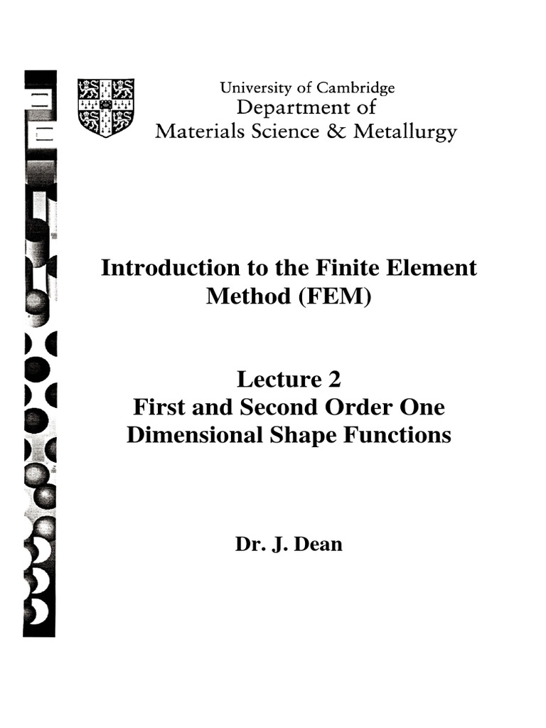 Introduction To The Finite Element Method (FEM) : Dr. J. Dean | PDF ...