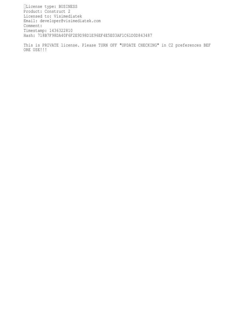 Construct 2 Private License Details | PDF