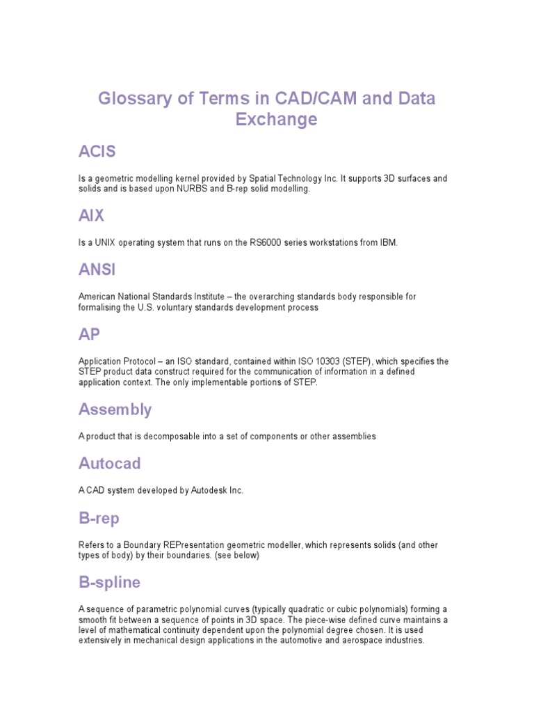 Glossary of Terms in CAD | PDF | Computer Aided Design | Operating System