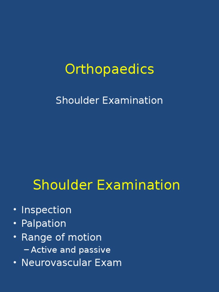 Shoulder Exam | PDF | Shoulder | Anatomical Terms Of Motion