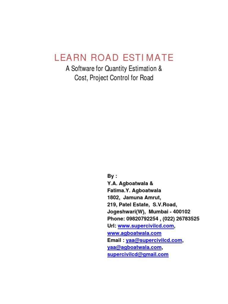 Learn Road Estimate: A Software For Quantity Estimation & Cost, Project ...