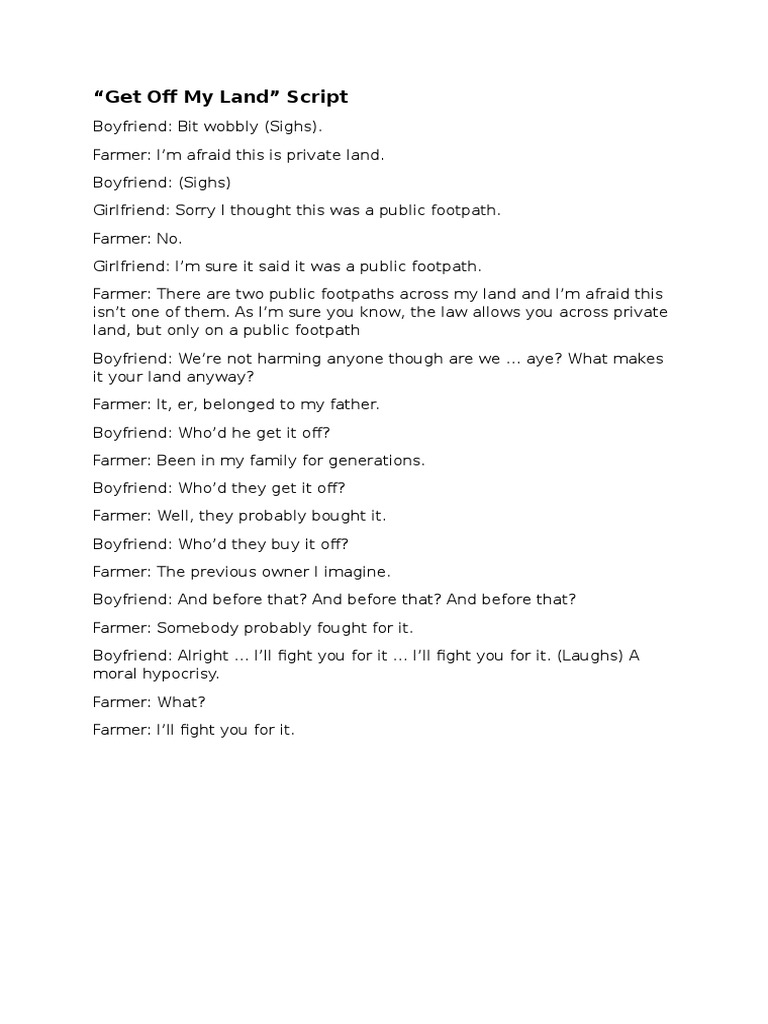 "Get Off My Land" Script | PDF