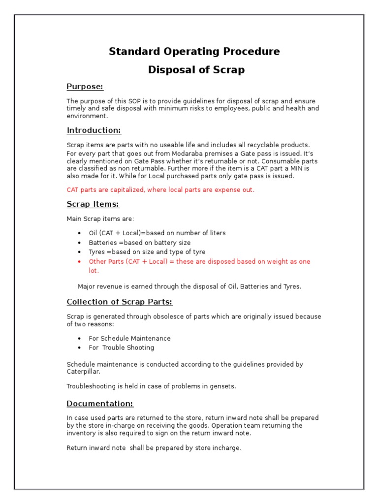 SOP Scrap | PDF | Scrap | Waste Management