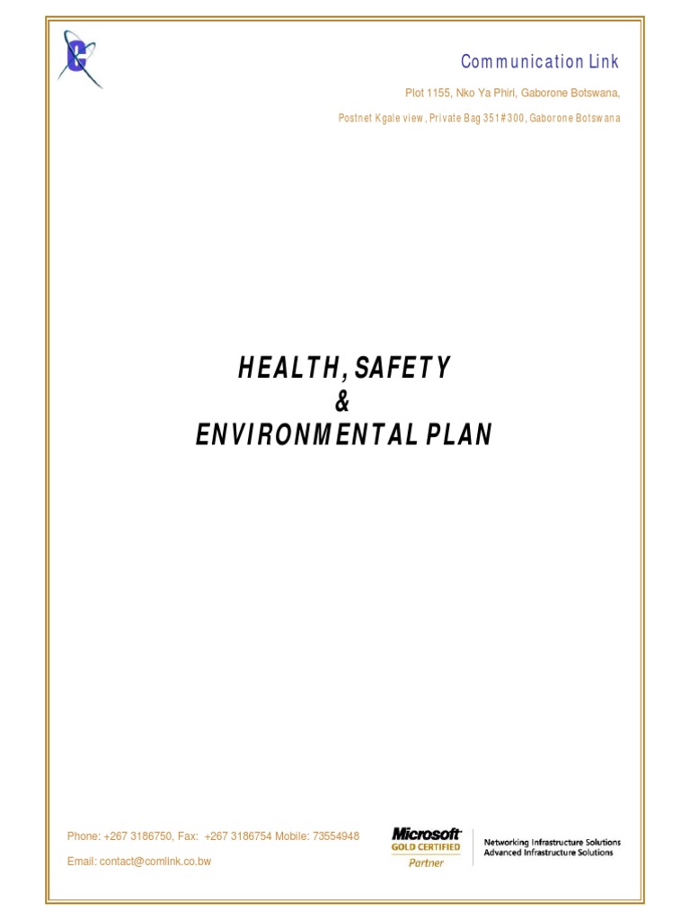 Health, Safety & Environmental Plan: Communication Link | PDF ...