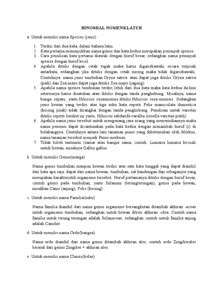 Binomial Nomenklatur | PDF